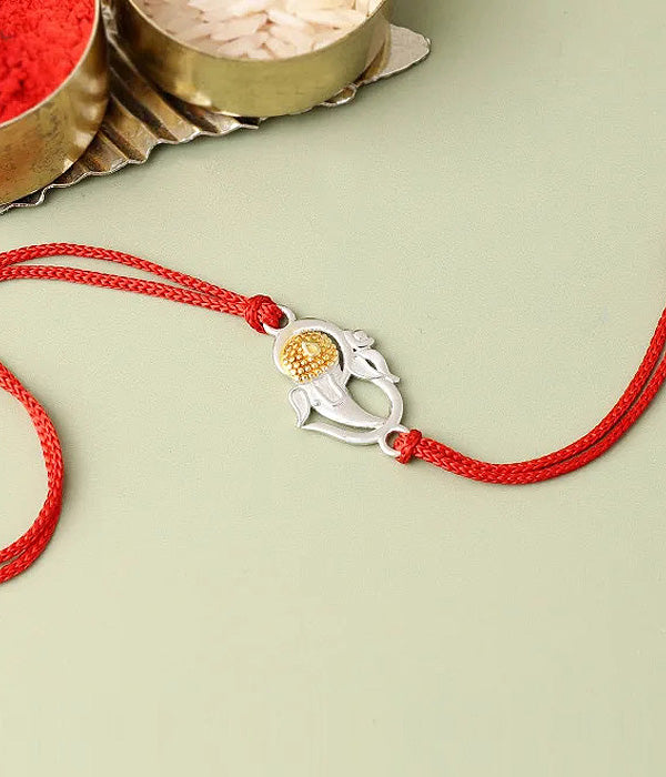 Ganesha Sterling Silver Rakhi - Pure Chandi Rakhi